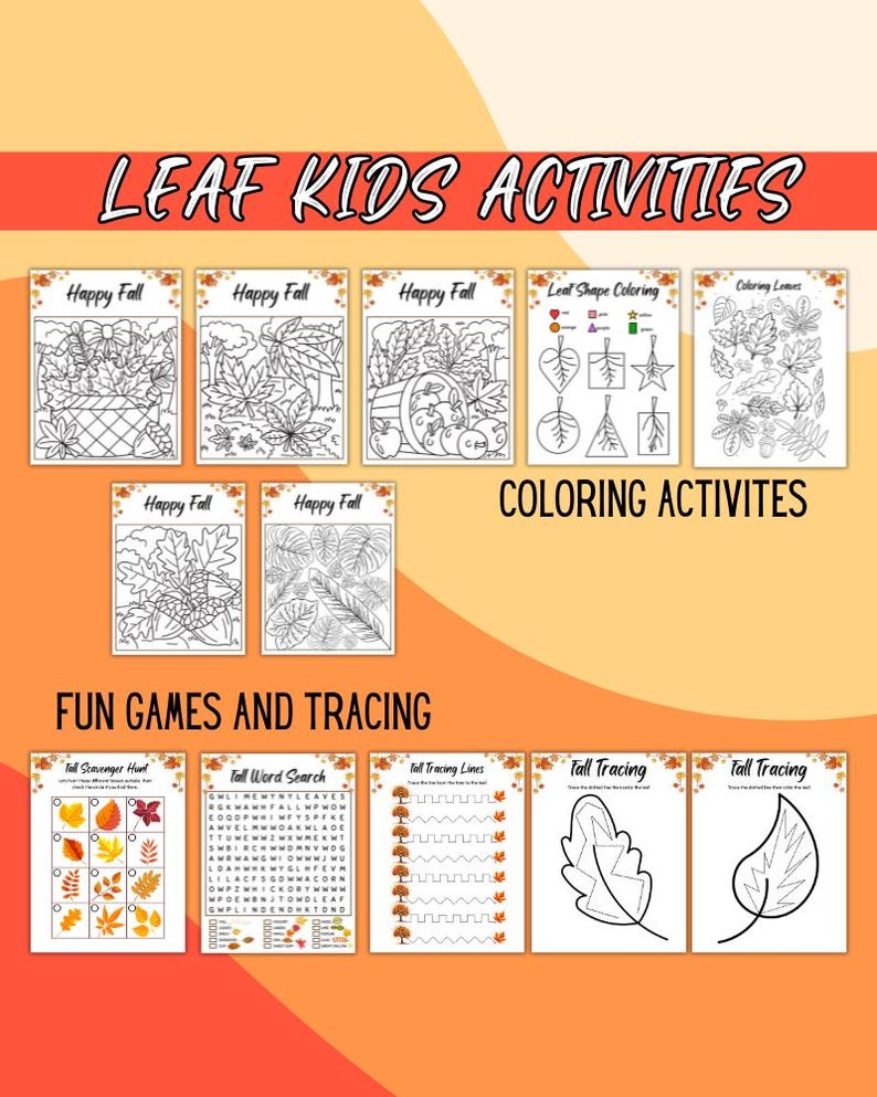 Printable Kids Fall Leaf Activity Pack | Educational Fall Worksheets ...