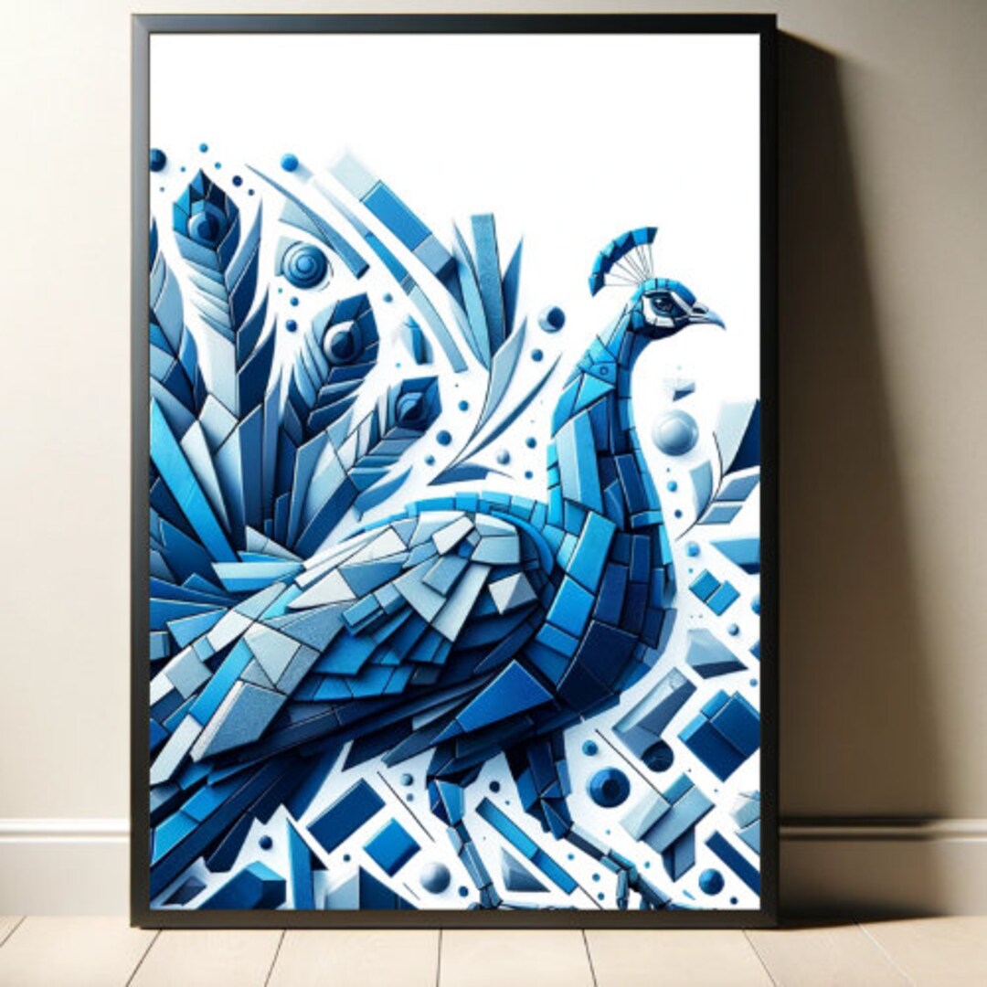 Blue Peacock is a Digital Representation of a Peacock That Uses a Bold ...