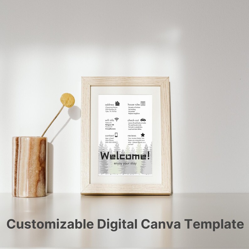 Airbnb Welcome Sign Template: Cabin Decor (canva Editable, Printable ...