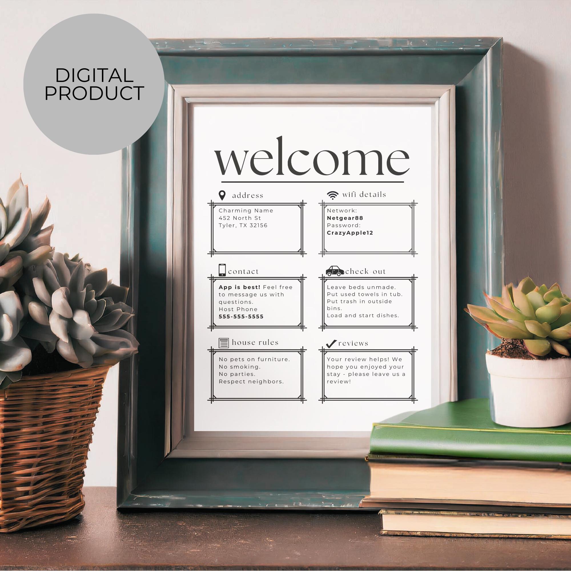Editable Airbnb Welcome Sign Template: Printable Property Information ...