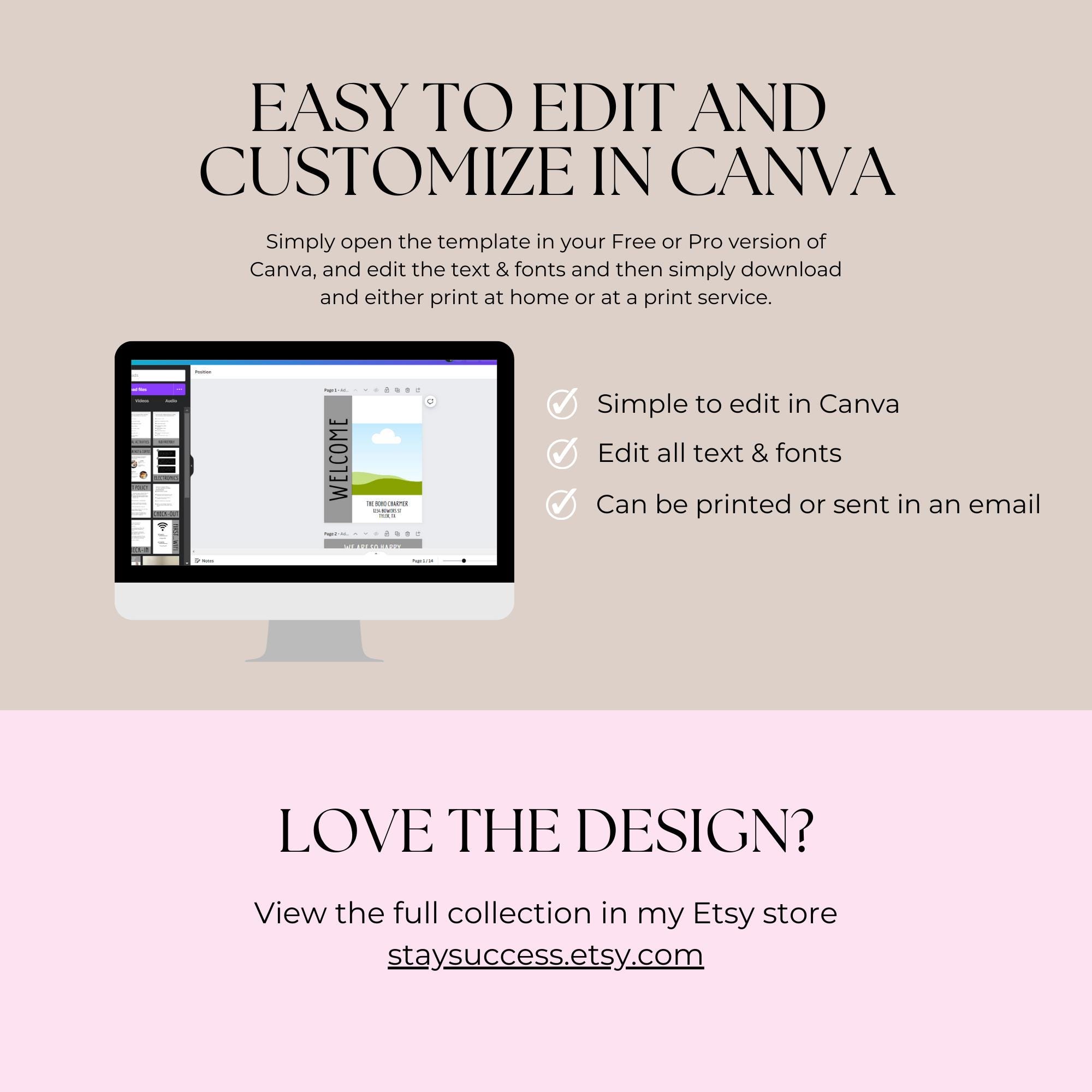 Editable Airbnb Welcome Sign Template: Guest Information Board (canva ...