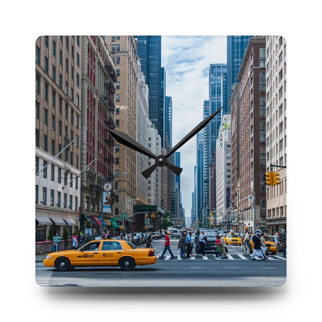 New York Wall Clock, Rectangular Wall Clock, Wall Clock, Rectangle Wall ...