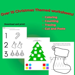 Christmas Preschool Worksheets Bundle: Tracing, Coloring, Counting ...