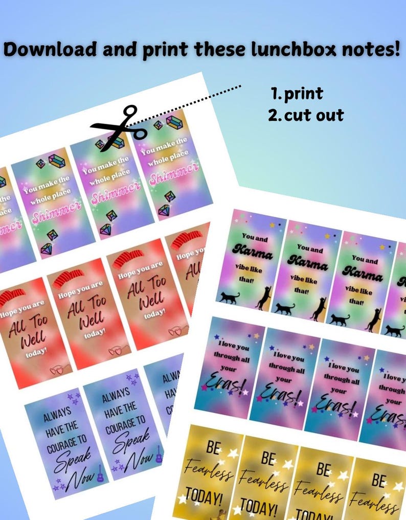 Instant Download Printable Lunchbox Notes and Messages for Swiftie - Etsy