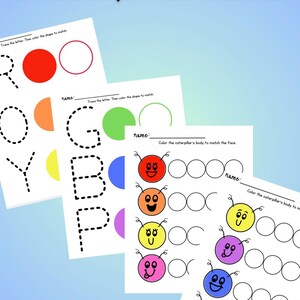 Preschool Worksheets: Shape Tracing & Color Matching (digital Download ...