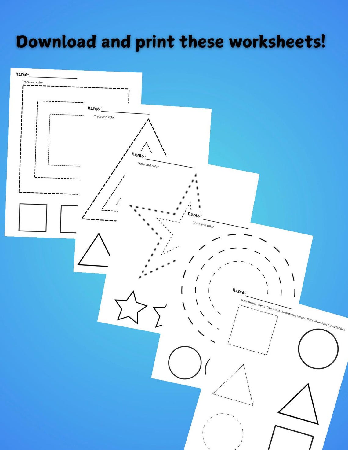 Download and Print Worksheets for Preschool Tracing Shapes and Color ...