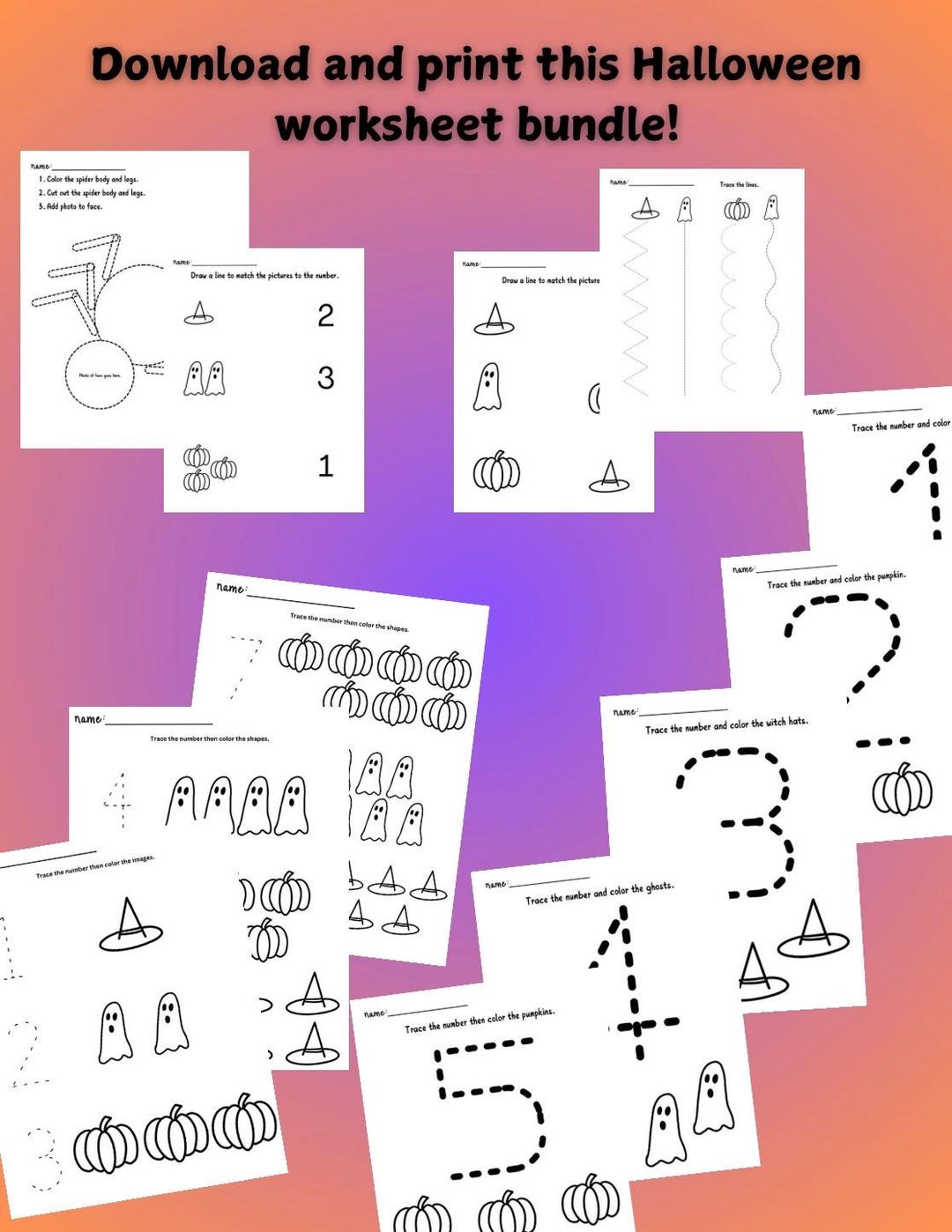 Halloween Worksheets Bundle for Preschool (digital Download) - Etsy