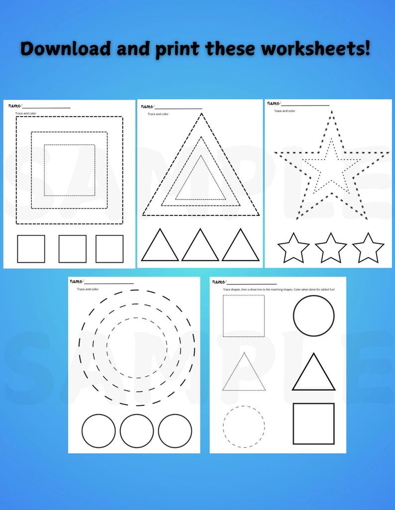 Tracing Shapes Worksheet | Preschool Kids Activity (digital Download ...