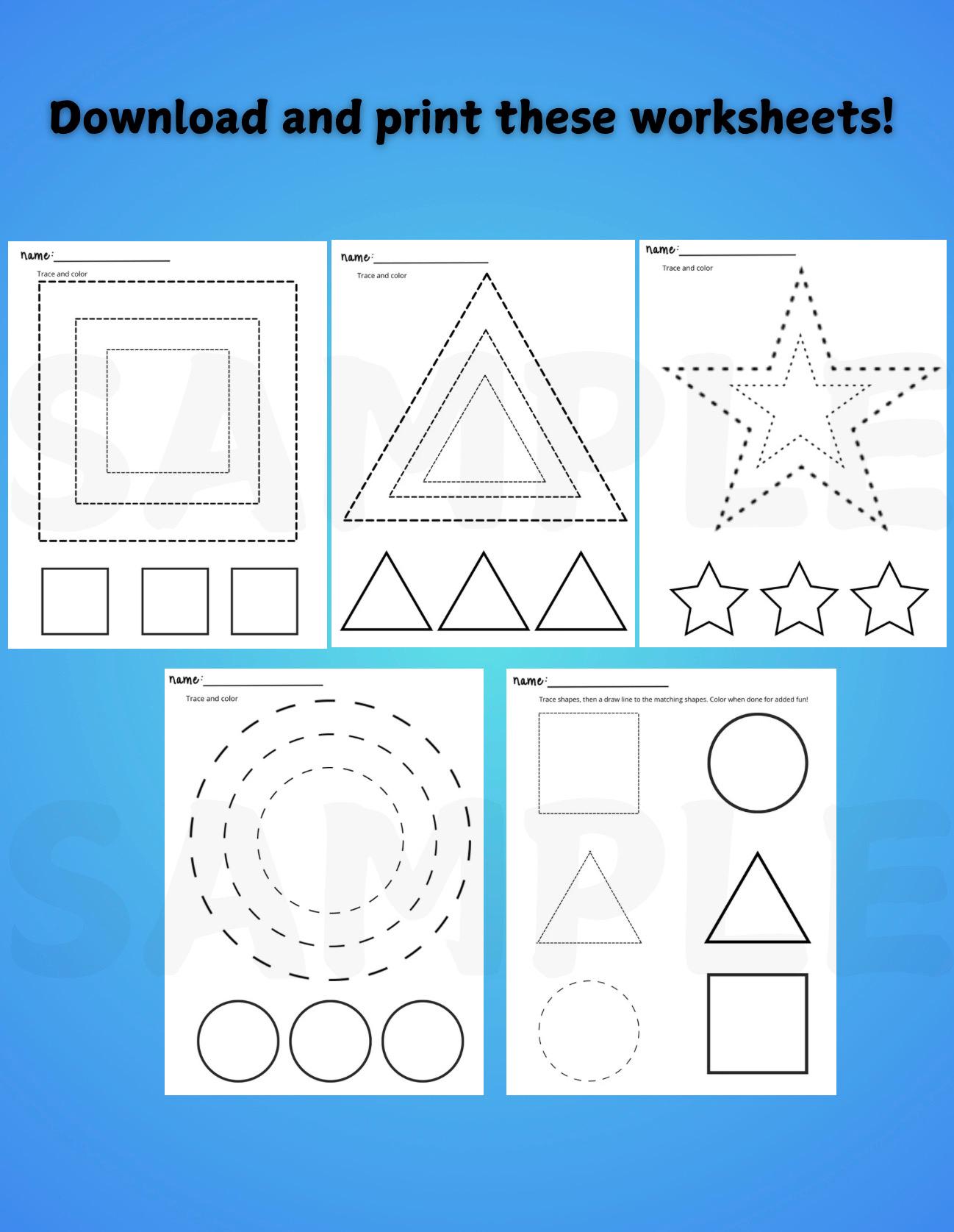 Tracing Shapes Worksheet | Preschool Kids Activity (digital Download ...