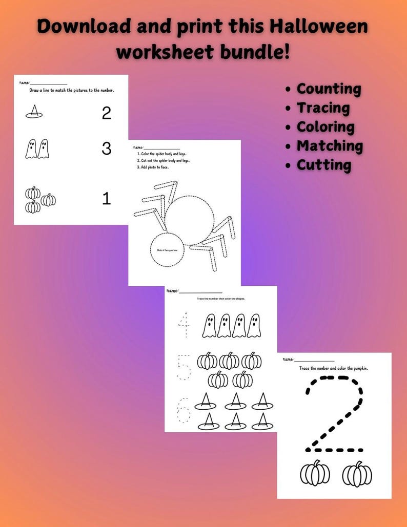 Download and Print Halloween Worksheets for Preschool Kids Tracing ...