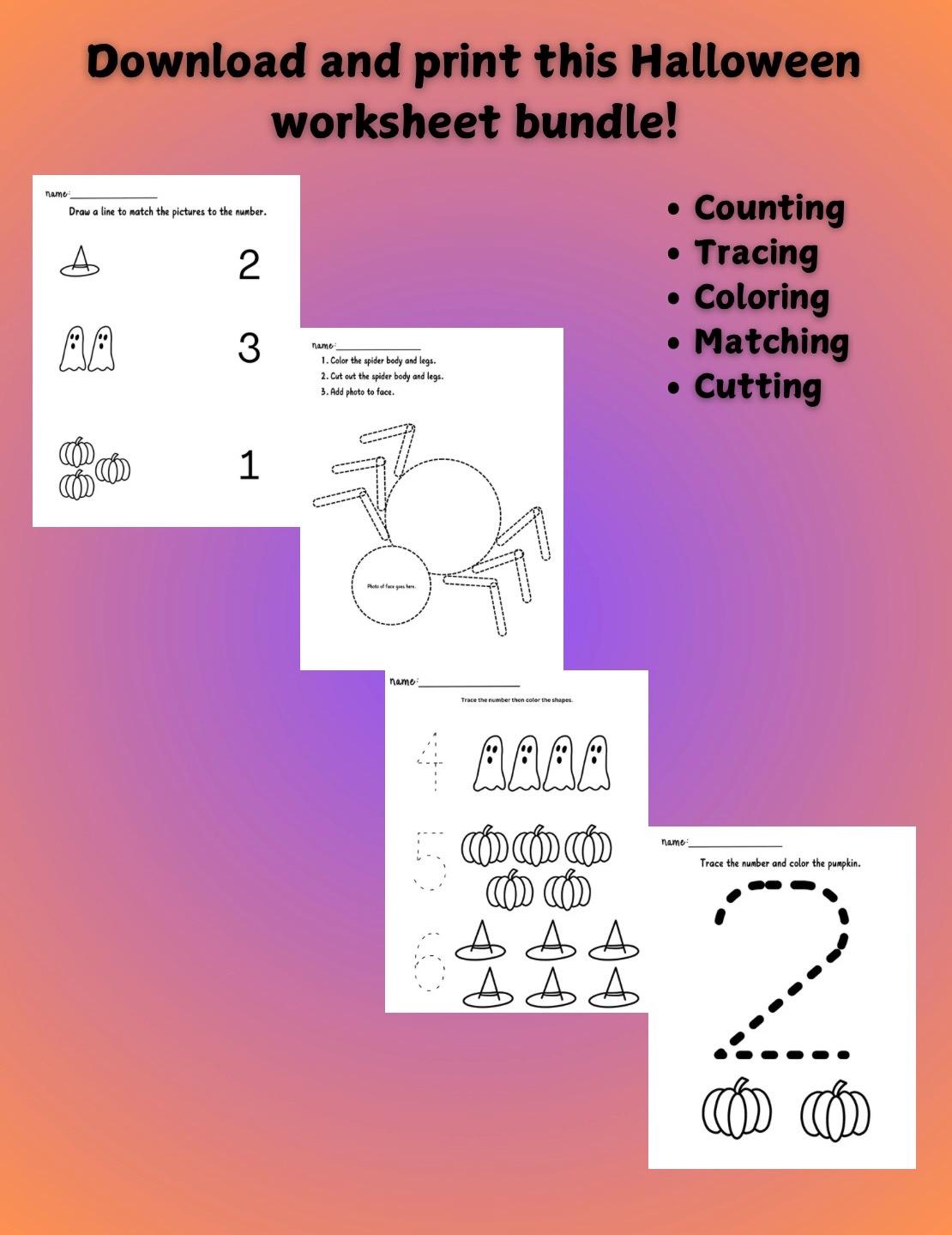 Halloween Worksheets Bundle for Preschool (digital Download) - Etsy