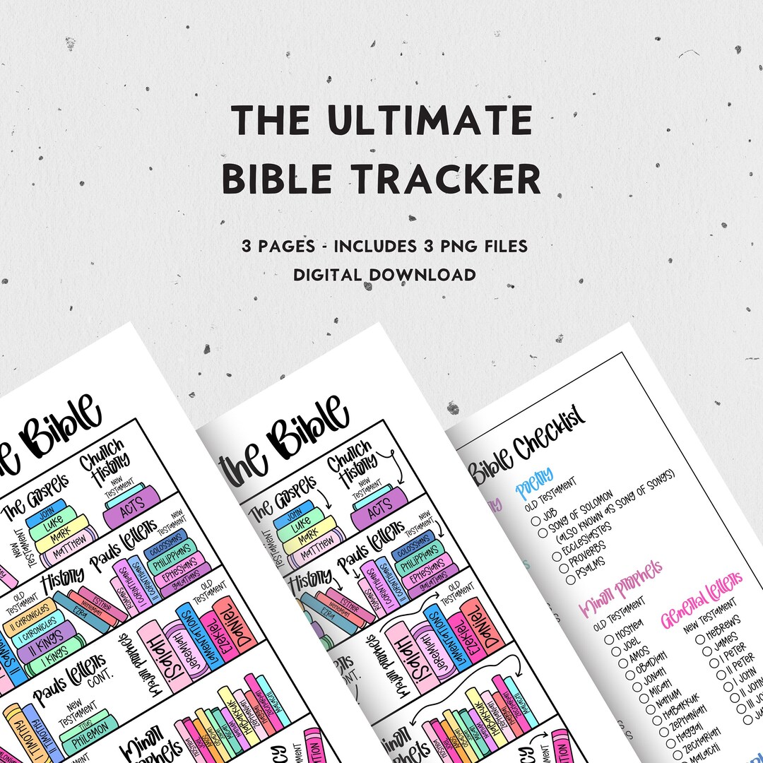 Books of the Bible 3 Pages Bible Tracker digital Download - Etsy