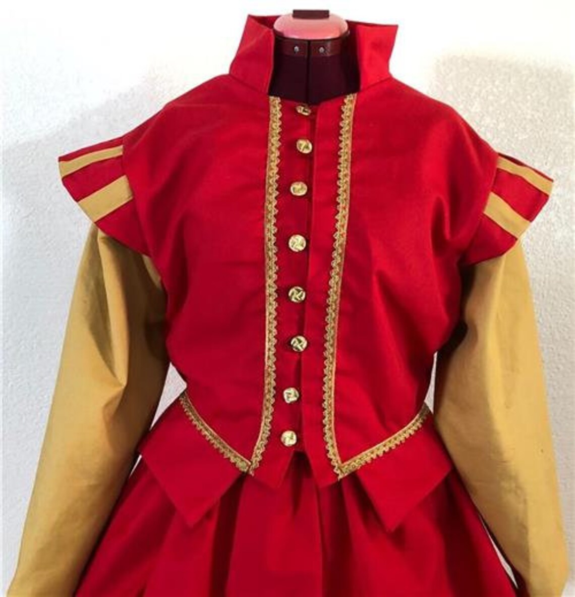 Elizabethan Renaissance Shakespearean Doublet Slops/breeches Hat Red ...