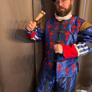 Volo Like Baldur's Gate 3 Costume Jacket, Breeches & Hat, Royal Blue ...