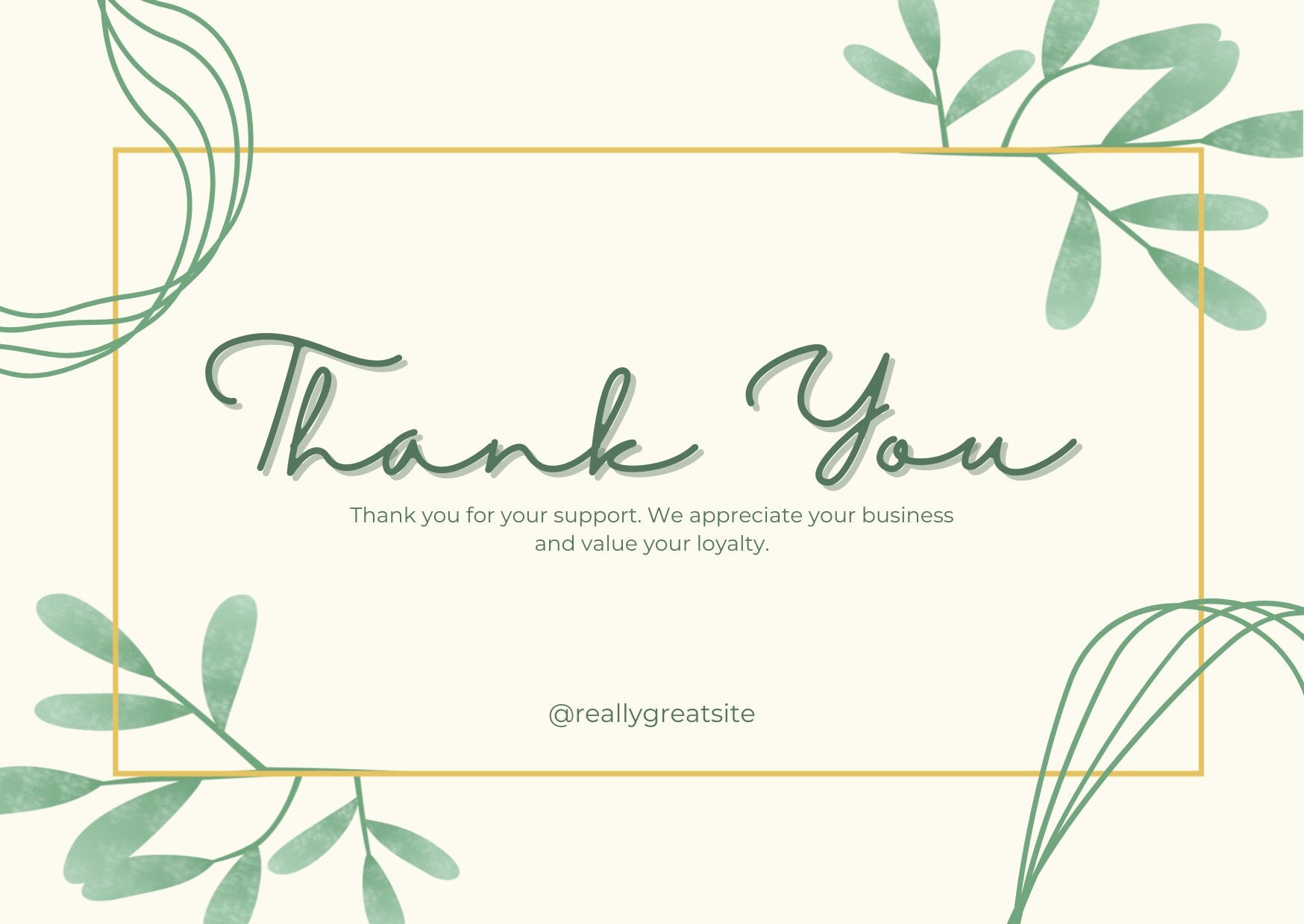 Green Yellow Simple Thank You Card - Etsy