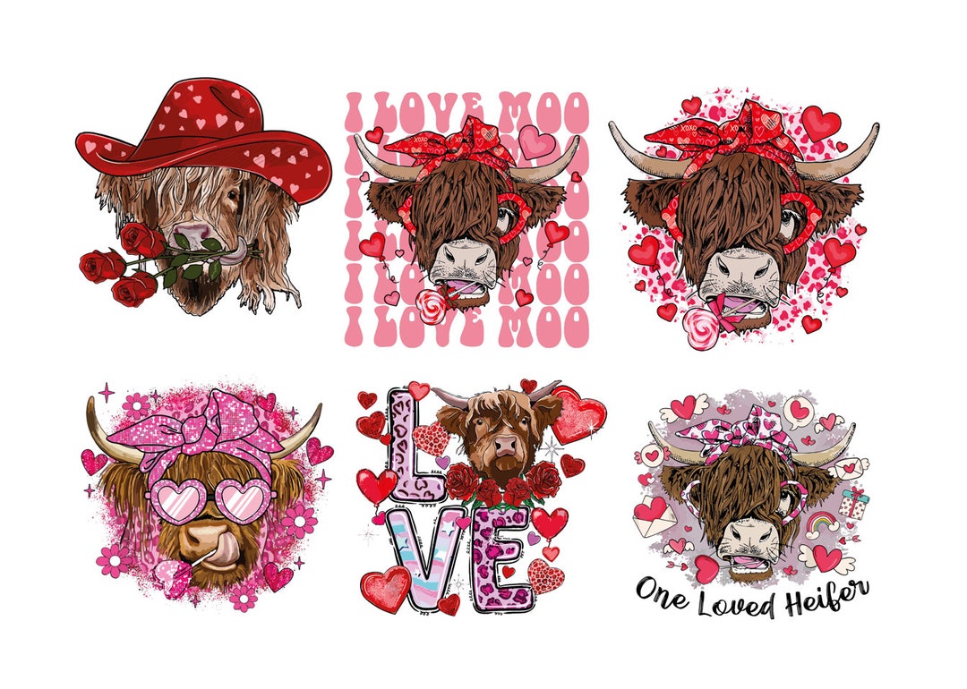 Heifer Valentine Png, Highland Cow Valentine Png, Valentine Day Western ...