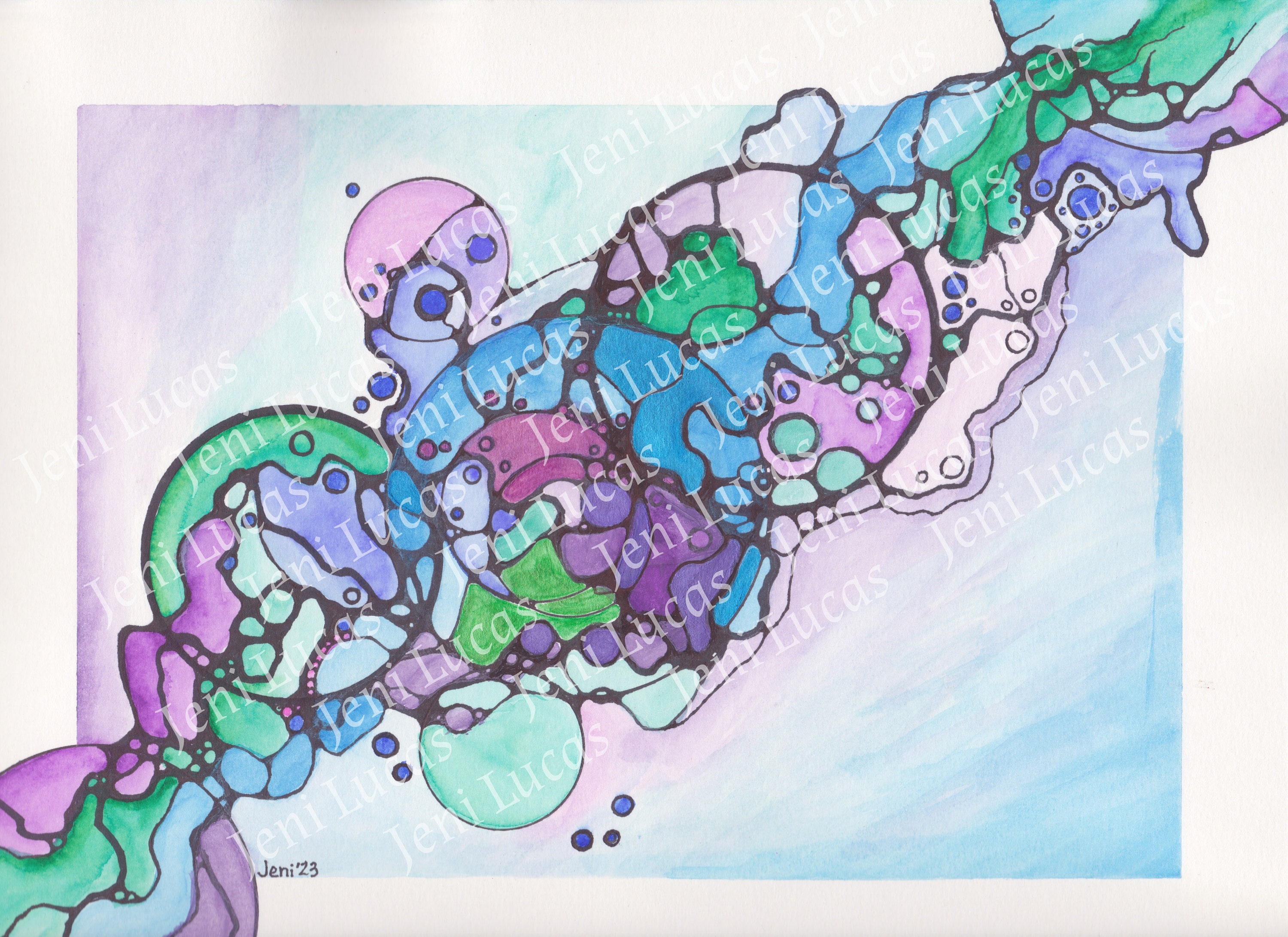 Neurographic Art "manifest" Original Marker Watercolor Abstract 9x12 - Etsy