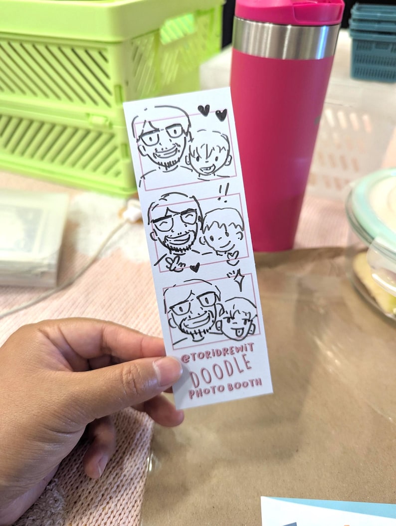 PHYSICAL Personalized Doodle Photo // Doodle Photo Strip // Cartoon ...