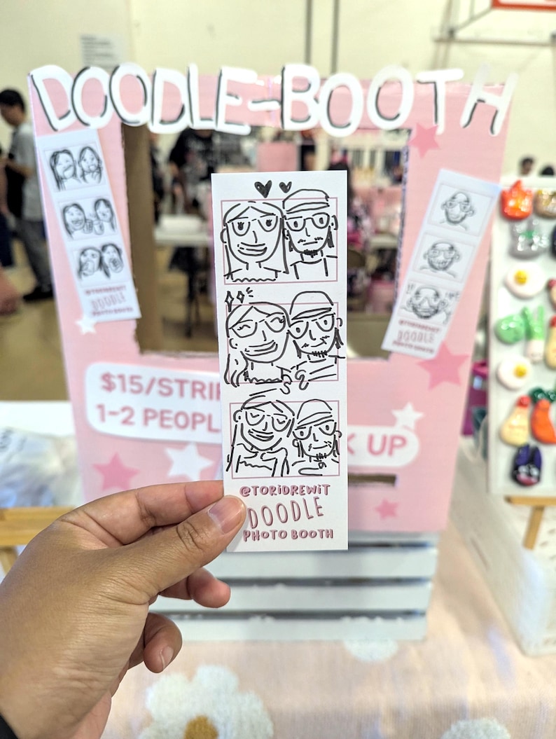 PHYSICAL Personalized Doodle Photo // Doodle Photo Strip // Cartoon ...
