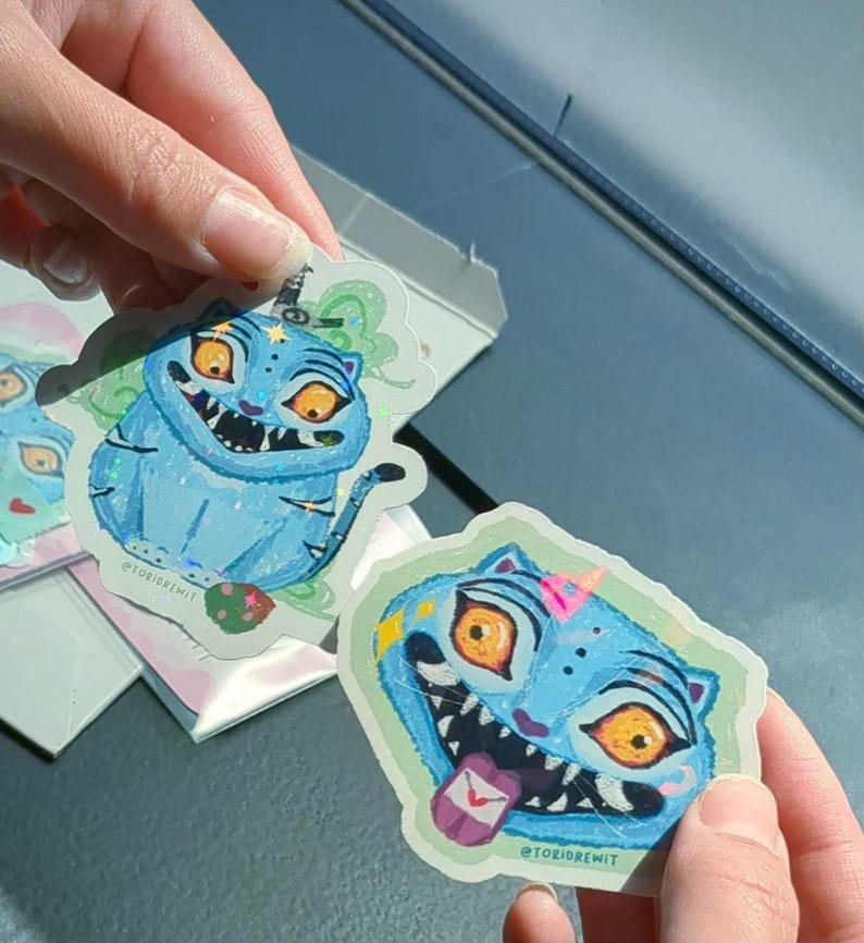 Derpy Tiger // K Pop Demon Hunters // Tiger and Magpie //tiger Sticker ...