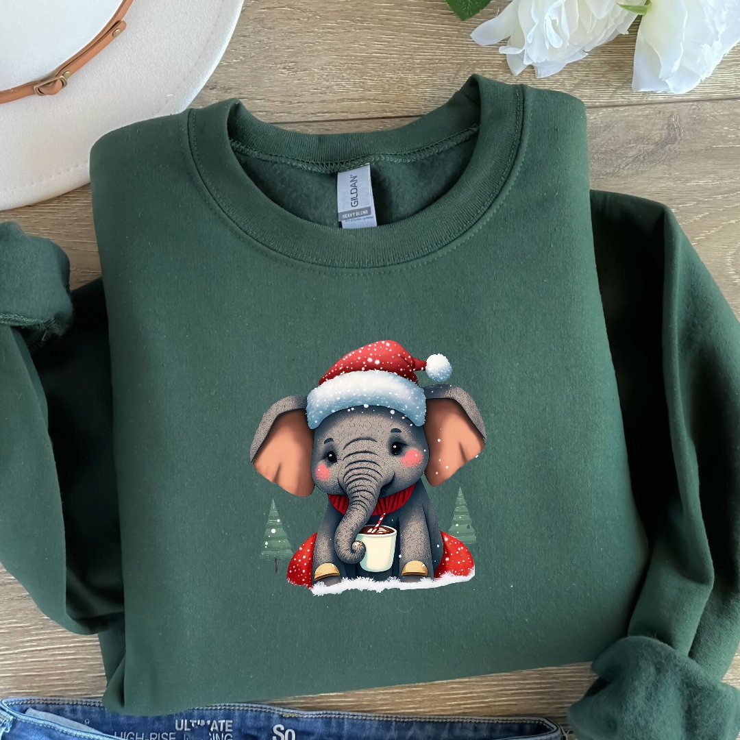 Elephant Christmas Sweater, Elephant Shirt, Christmas Shirt, Cute ...
