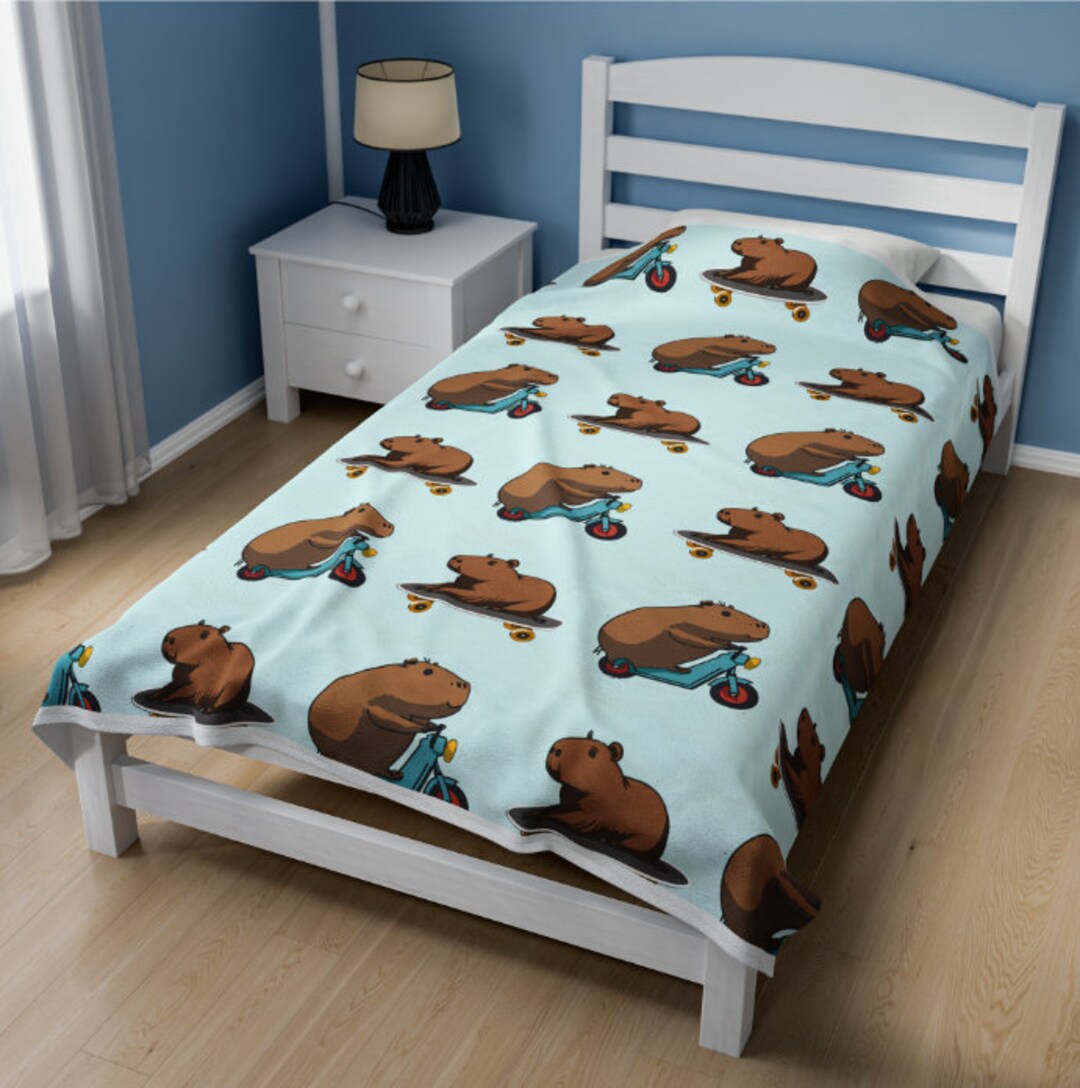 Capybara Plush Blanket, Chunky Blanket, Soft Blanket for Blanket Ladder ...