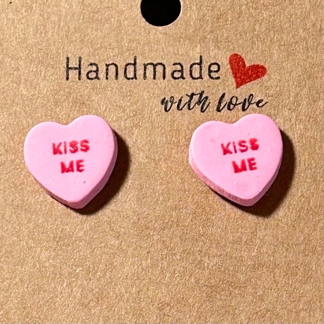 Kiss Me Conversation Heart Candy Earrings. Sweet Heart Earrings ...