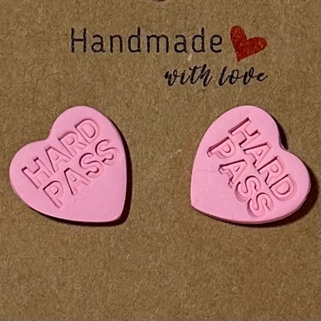 HARD PASS Conversation Heart Candy Earrings. Sour Heart Earrings. Funny ...