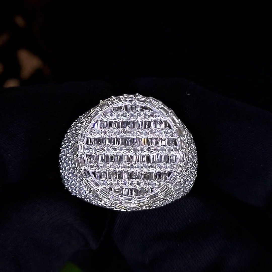 VVS Moissanite Fully Iced Out Ring for Him Hip Hop Men's Ring Huge ...