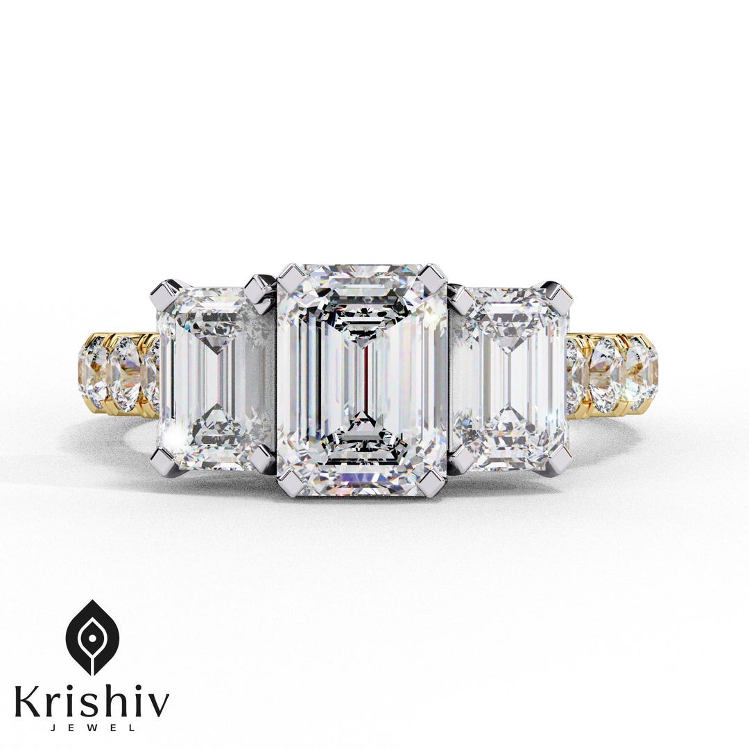 Stunning 2.47ct Emerald Cut Lab Grown Diamond Halo Ring in Yellow Gold Perfect for Anniversaries ...