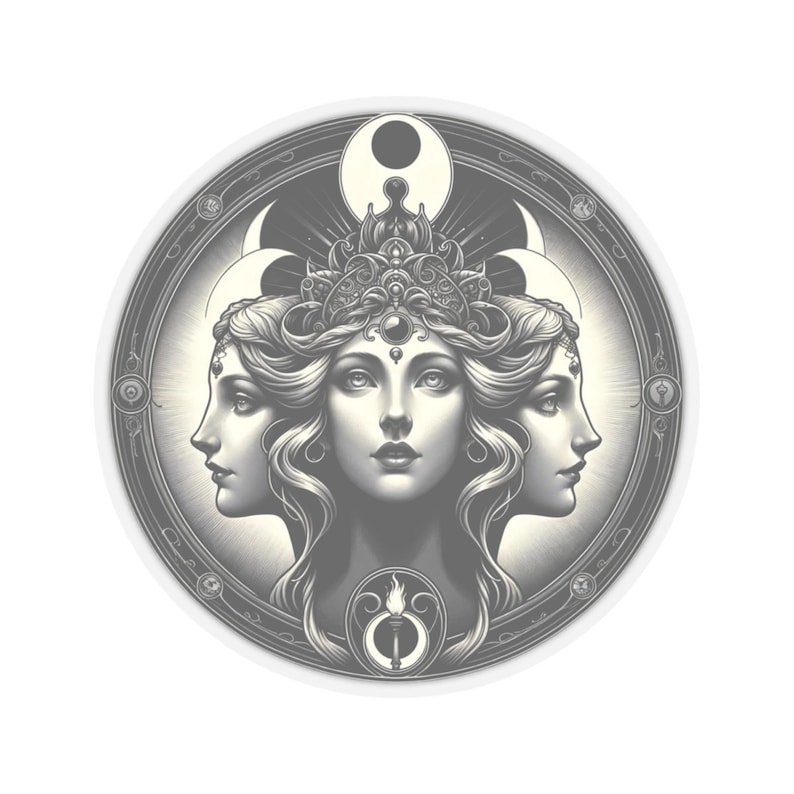 Triple Goddess Hecate Vinyl Sticker: Mystical Moon Phases & Occult ...