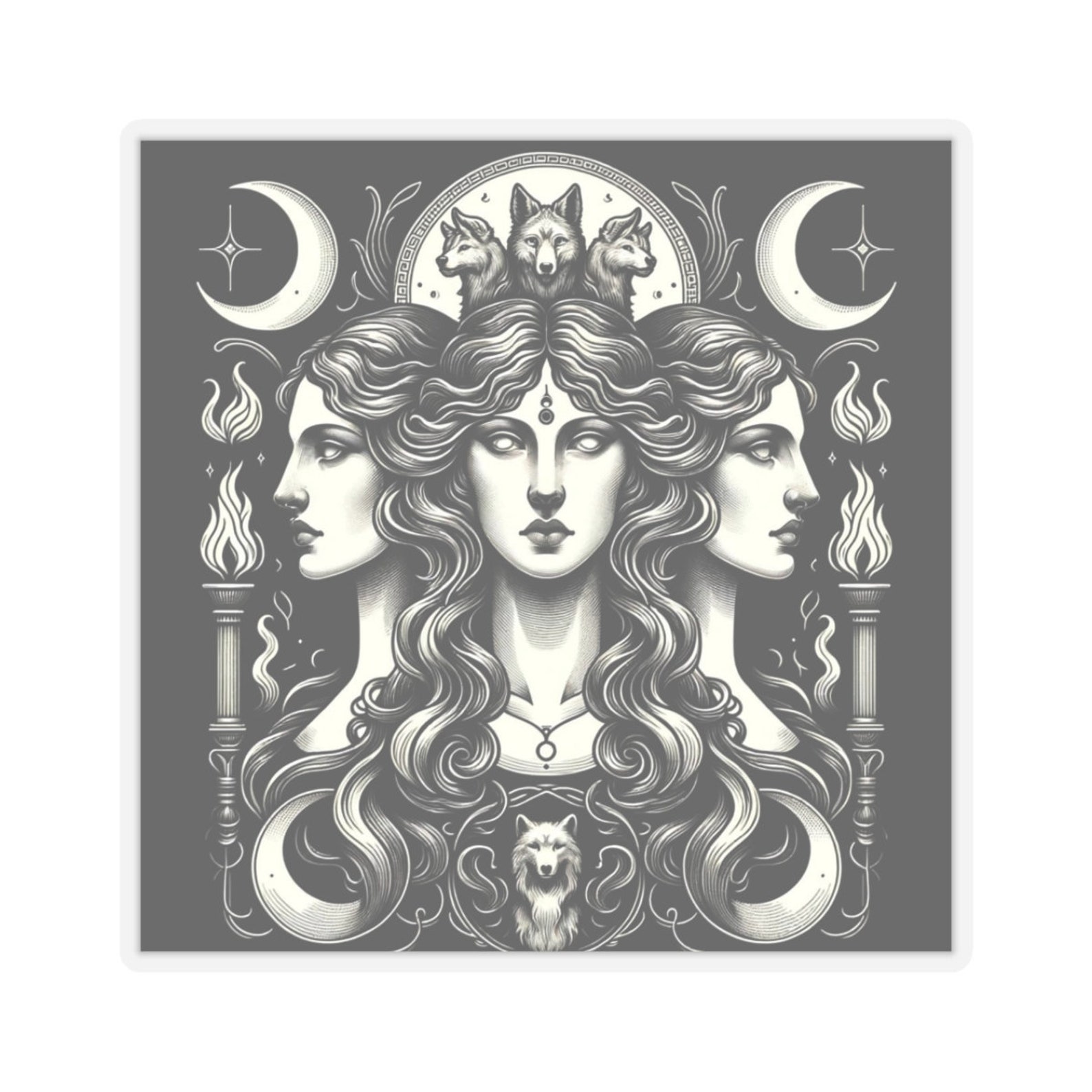 Enigmatic Hecate Vinyl Sticker - Elegant Triple Goddess Design With ...