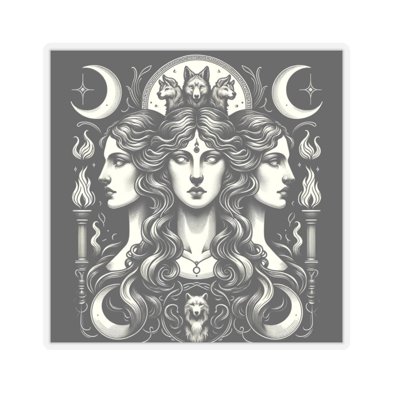 Enigmatic Hecate Vinyl Sticker - Elegant Triple Goddess Design With ...