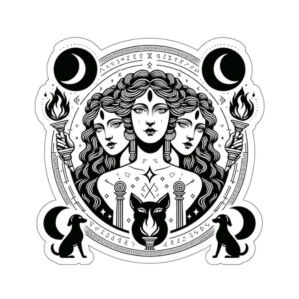 Hecate Triple Goddess Sticker Mystical Decor for Spiritual Enthusiasts ...
