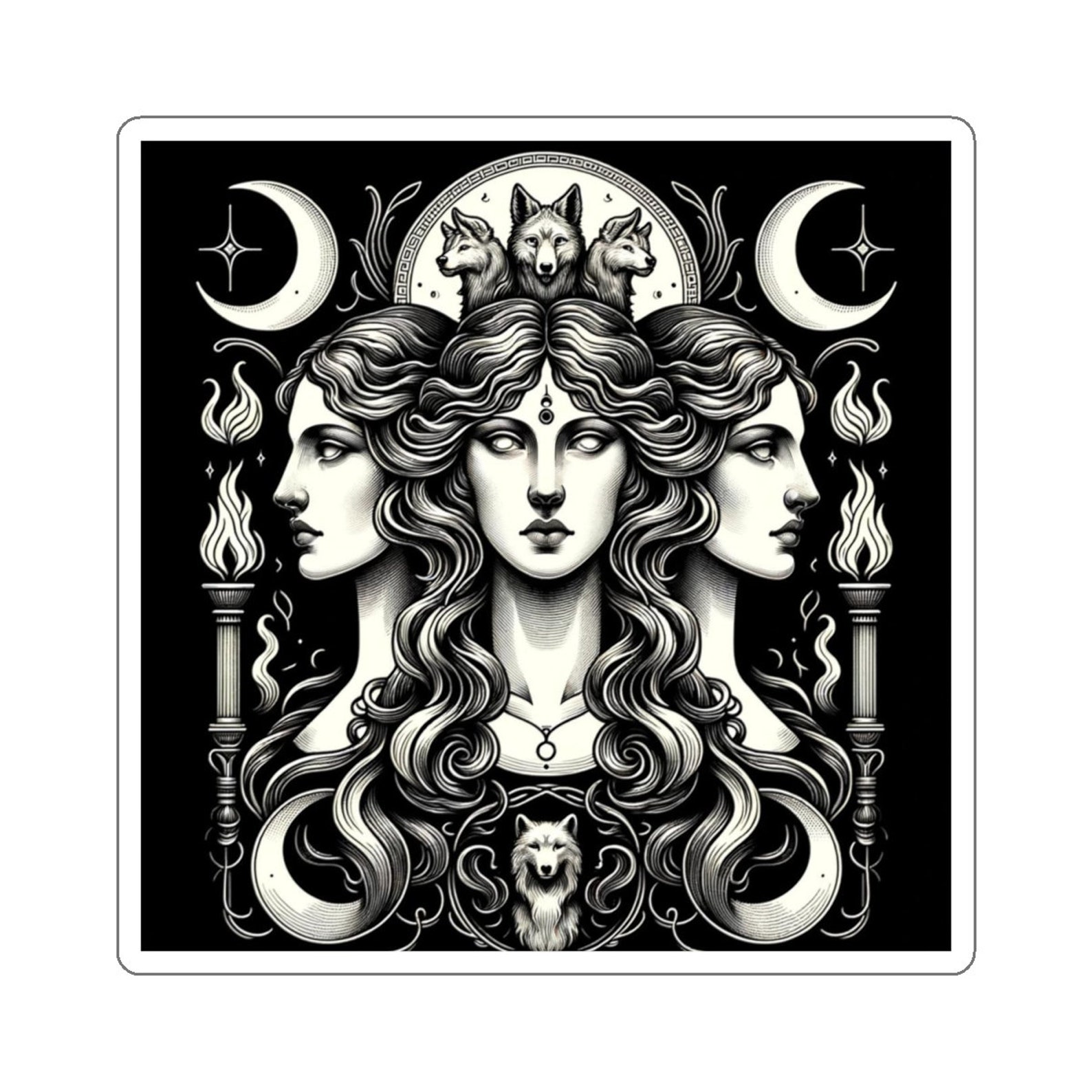 Enigmatic Hecate Vinyl Sticker - Elegant Triple Goddess Design With ...