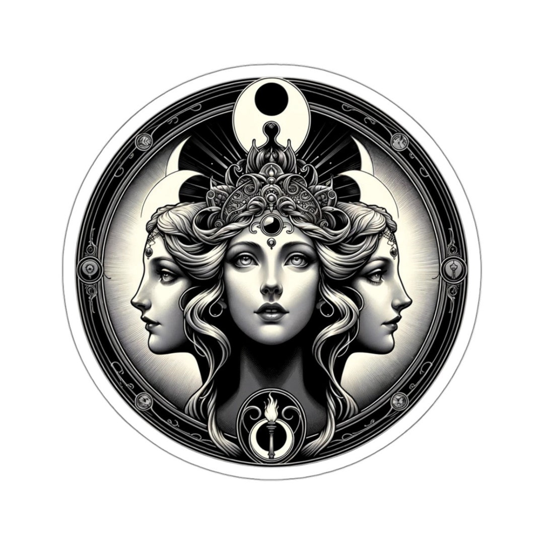 Triple Goddess Hecate Vinyl Sticker: Mystical Moon Phases & Occult ...