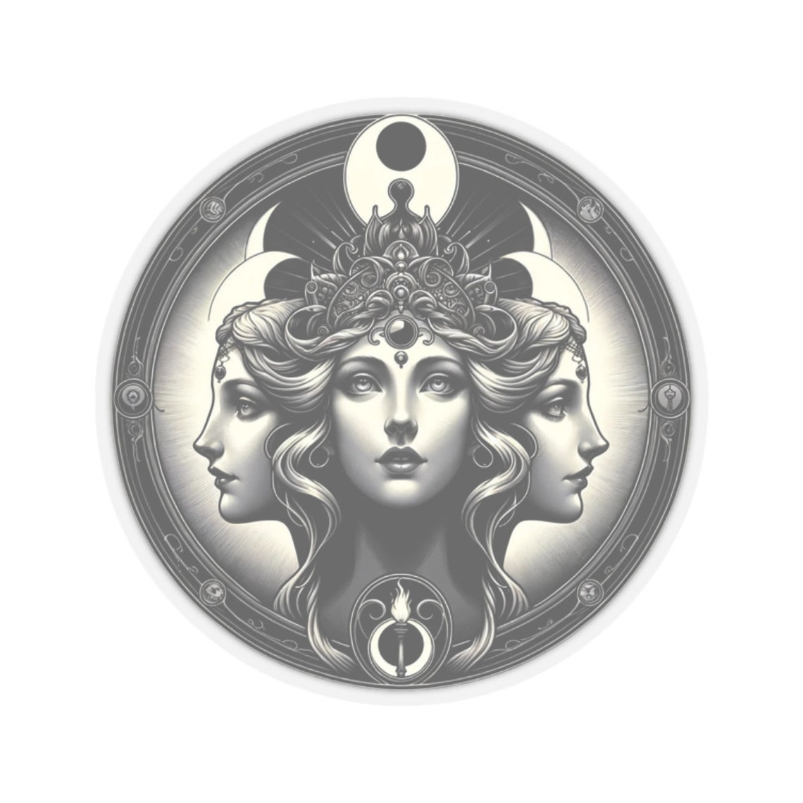 Triple Goddess Hecate Vinyl Sticker: Mystical Moon Phases & Occult ...