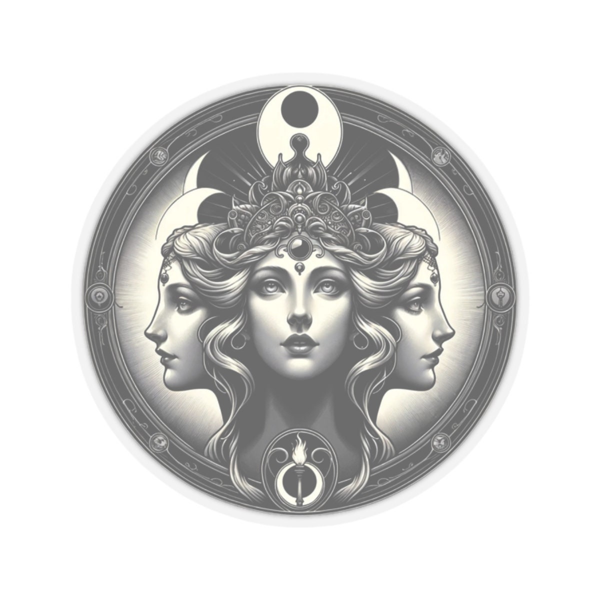 Triple Goddess Hecate Vinyl Sticker: Mystical Moon Phases & Occult ...