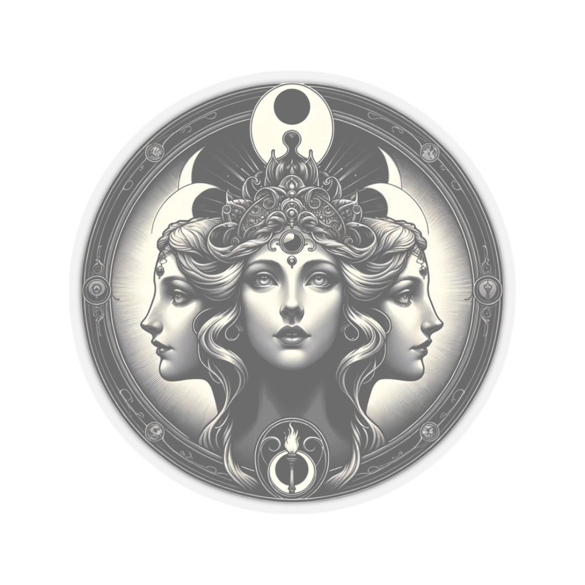 Triple Goddess Hecate Vinyl Sticker: Mystical Moon Phases & Occult ...