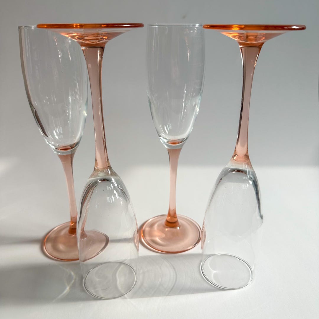 Luminarc La Flûte Rosée Pink Champagne Flutes | Set of 4 Vintage Pink ...