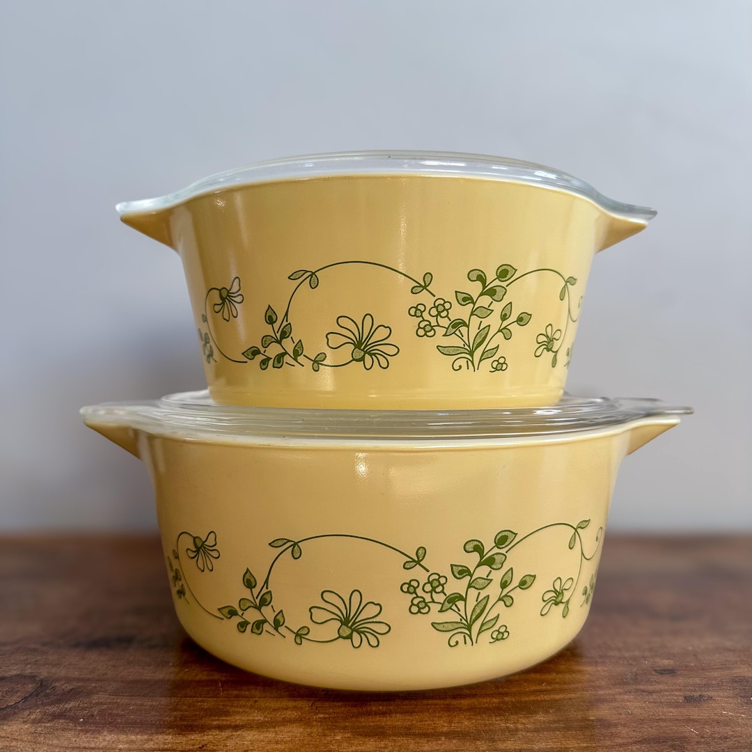 Vintage Pyrex Shenandoah Casserole Dish Set of 2 With Lids 474 & 475 ...