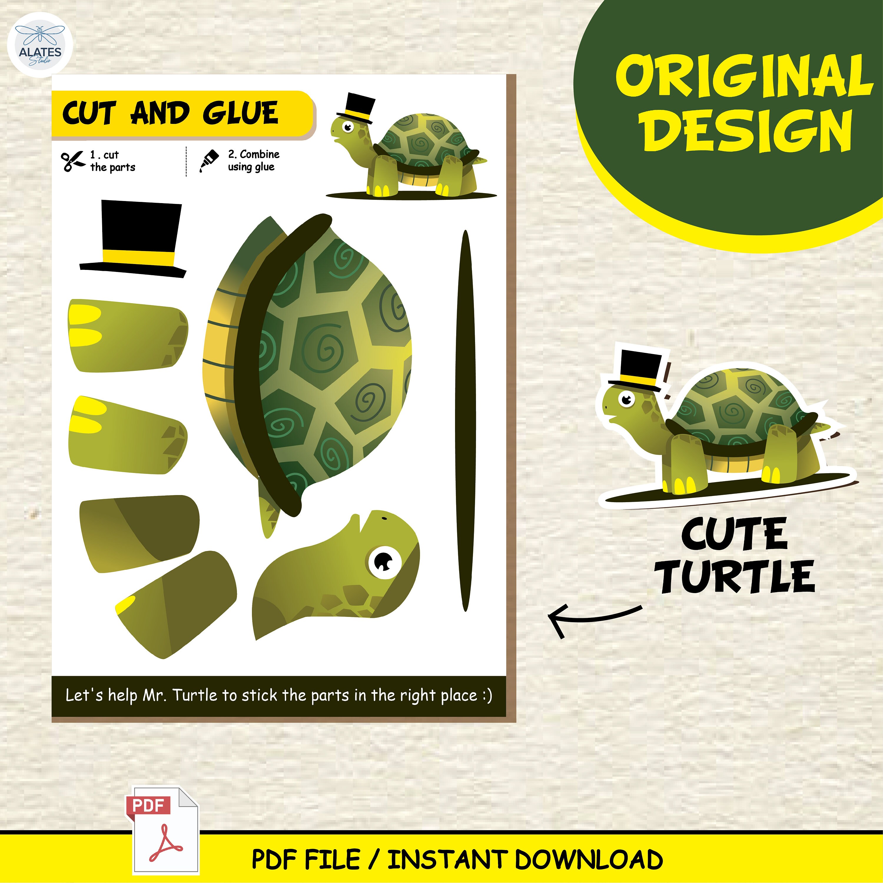 Cut and Paste Animals Crafts for Kids. Cut Out and Glue Scissors Skills ...