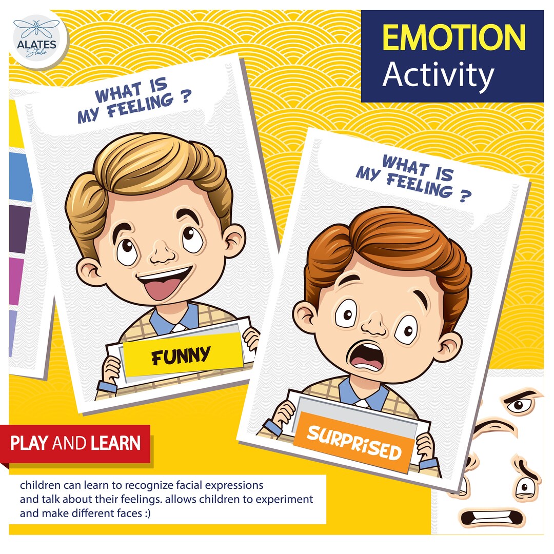 Emotions Activity for Kids Boy Version Printable Preschool Homeschool ...