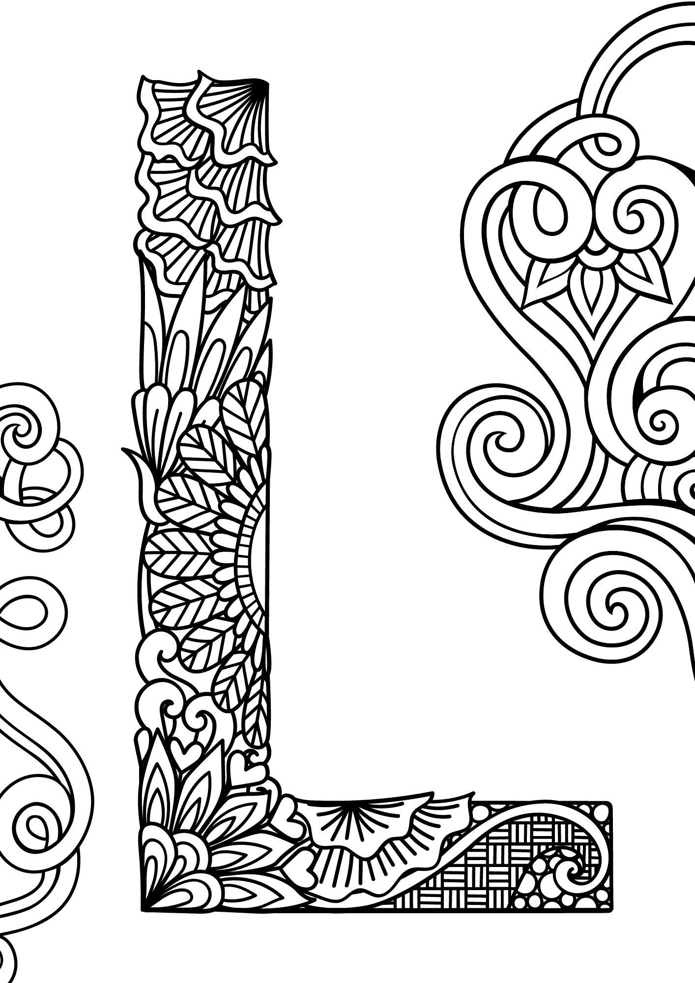 Alphabet Coloring Pages, Letters, Intricate Designs, Instant Download ...