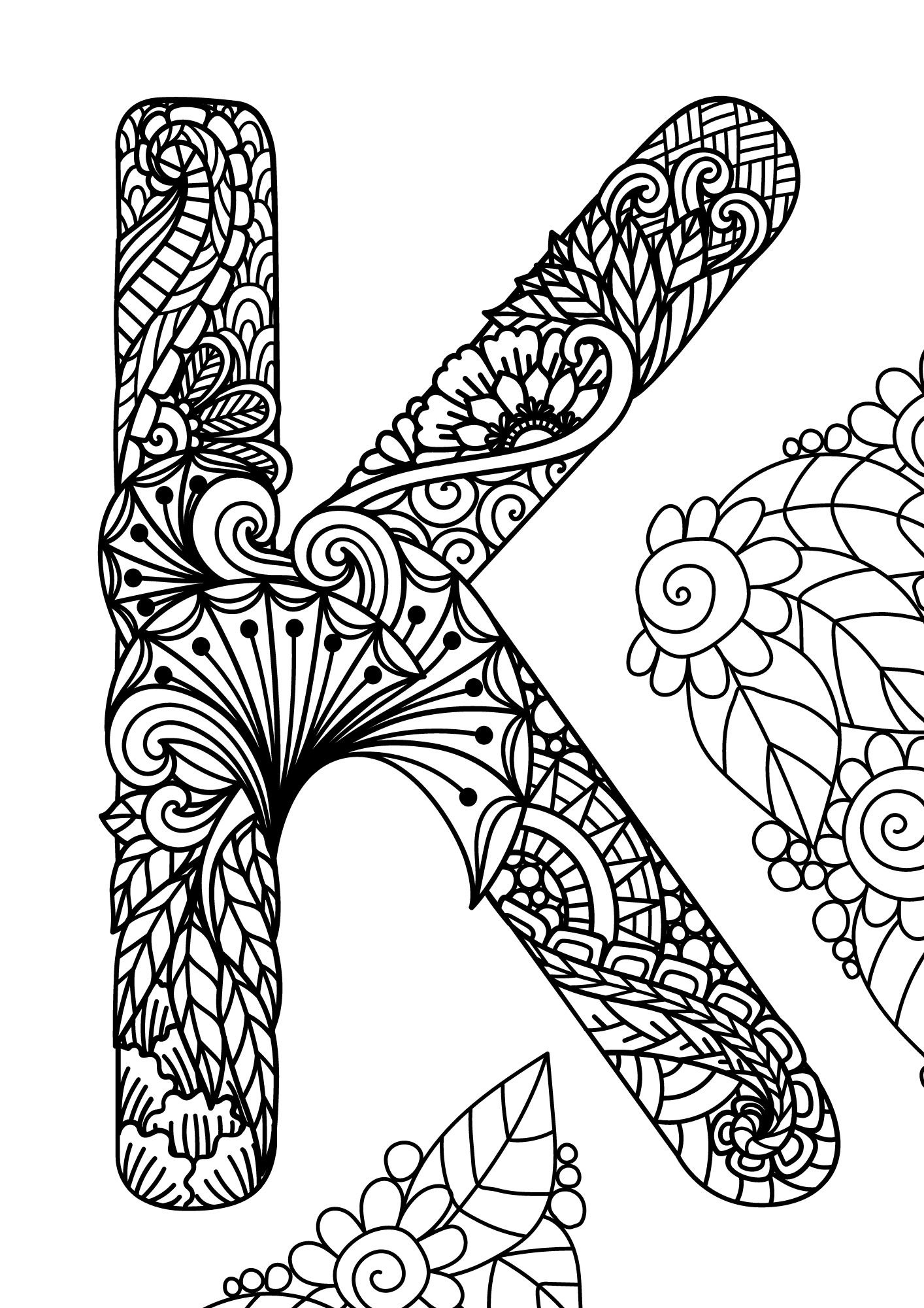 Alphabet Coloring Pages, Letters, Intricate Designs, Instant Download ...
