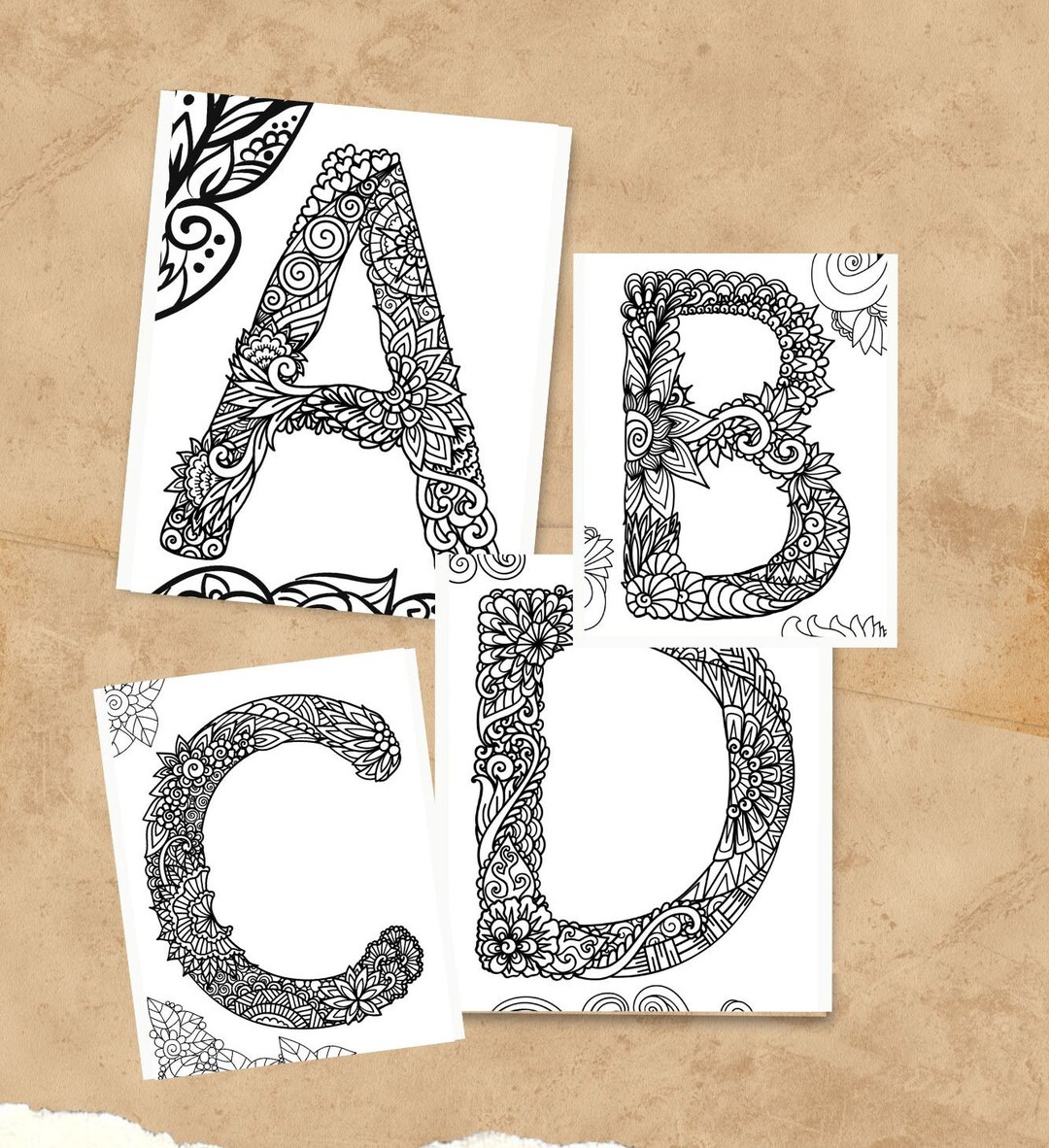 Alphabet Coloring Pages, Letters, Intricate Designs, Instant Download ...