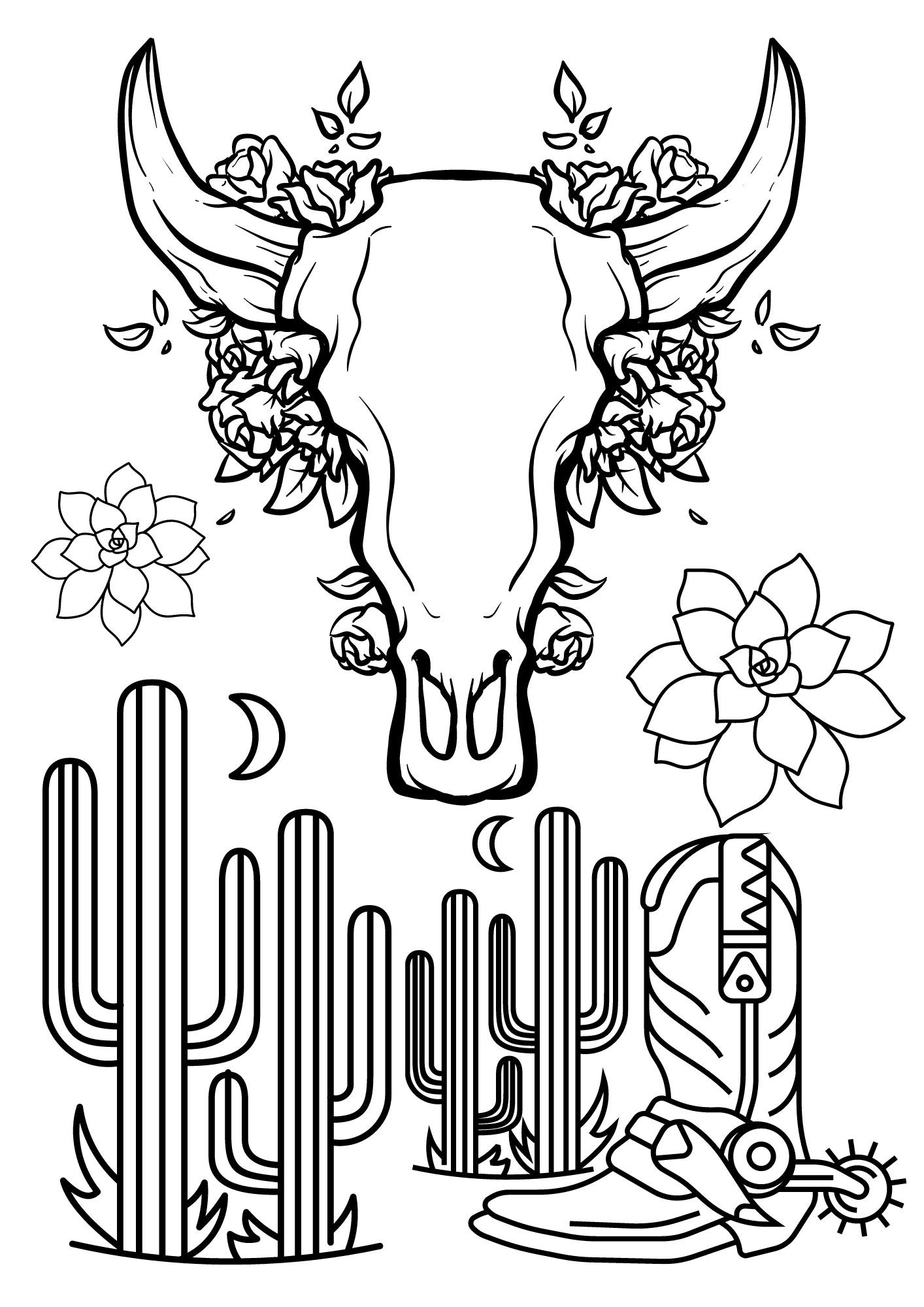 Western Coloring Pages Featuring Cowboys, Rodeos, Desert Landscape ...