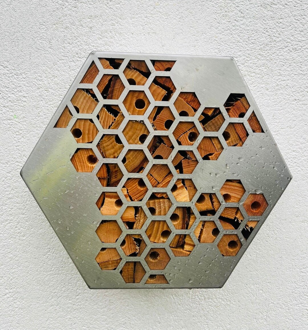 Brushed Stainless Steel Honeycomb Hexagon Bug Insect Hotel 200mm, 300mm ...