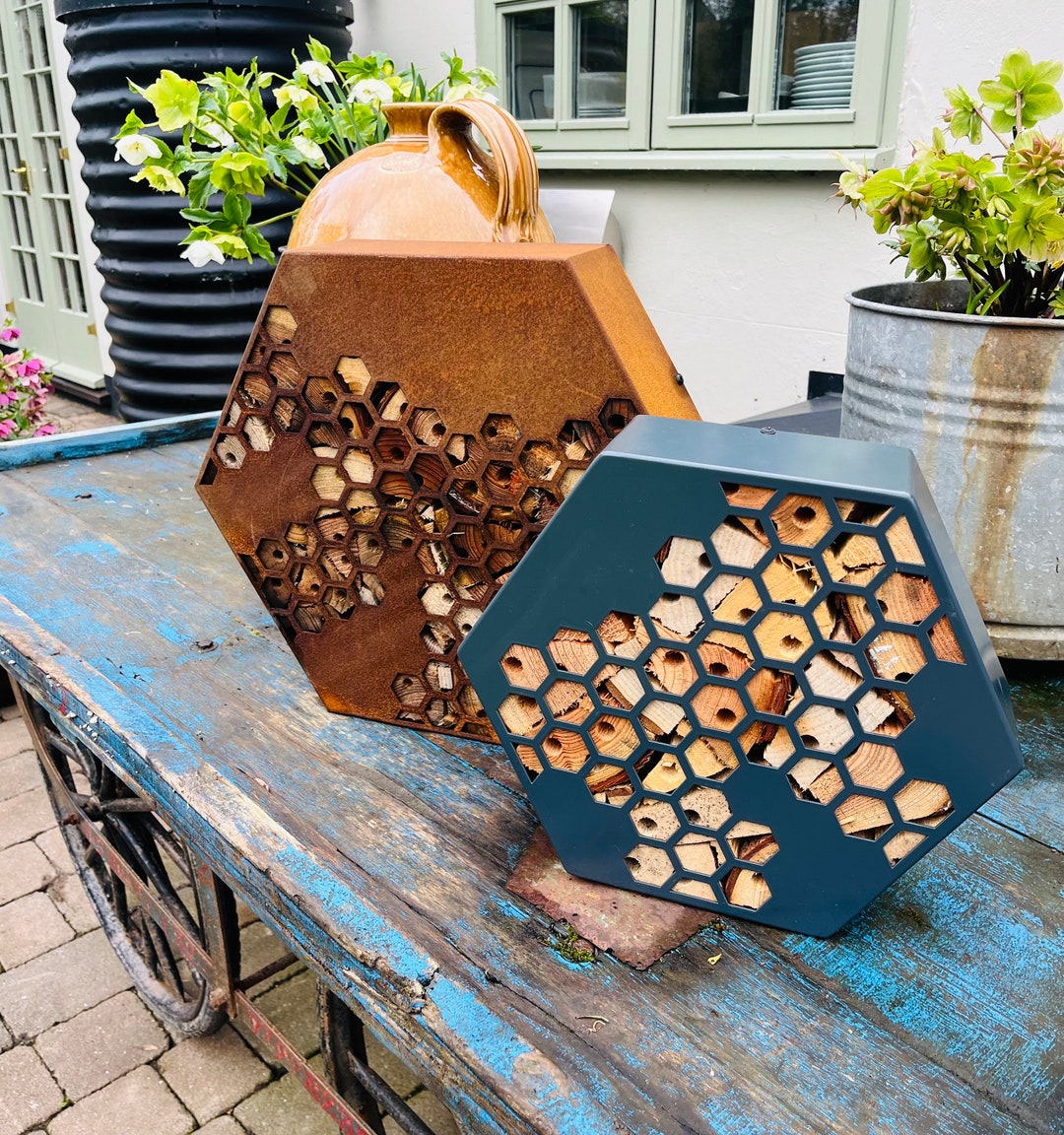 Corten Steel Honeycomb Hexagon Bug Insect Hotel 200mm, 300mm , 400mm ...