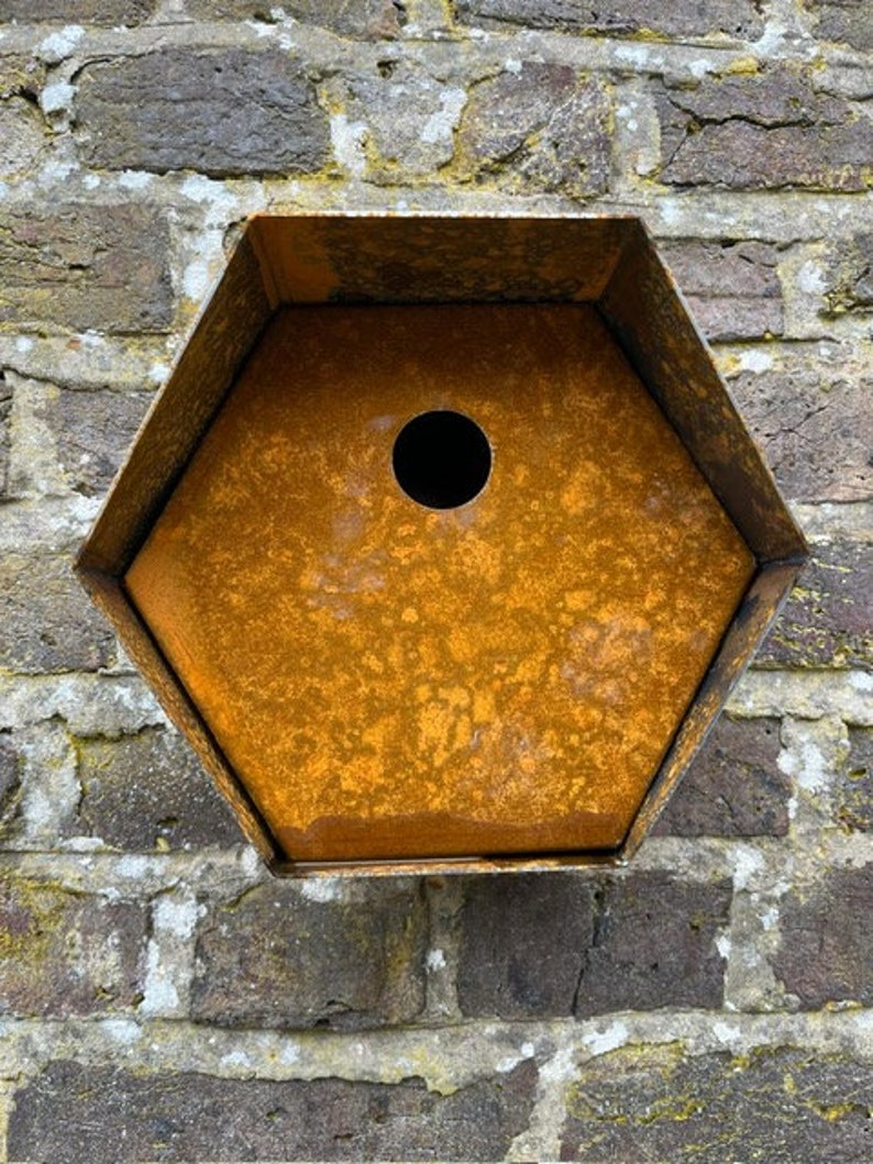 NEW PRE ORDER Corten Steel Hexagon Bird House Box Nesting Box 200mm - Etsy